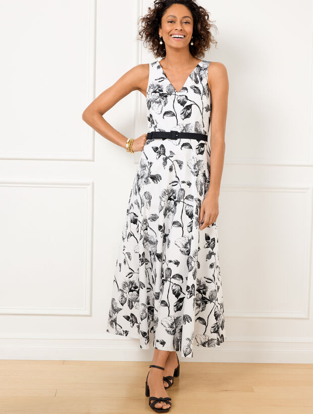 Modern Poplin Dress - Climbing Camellias | Talbots