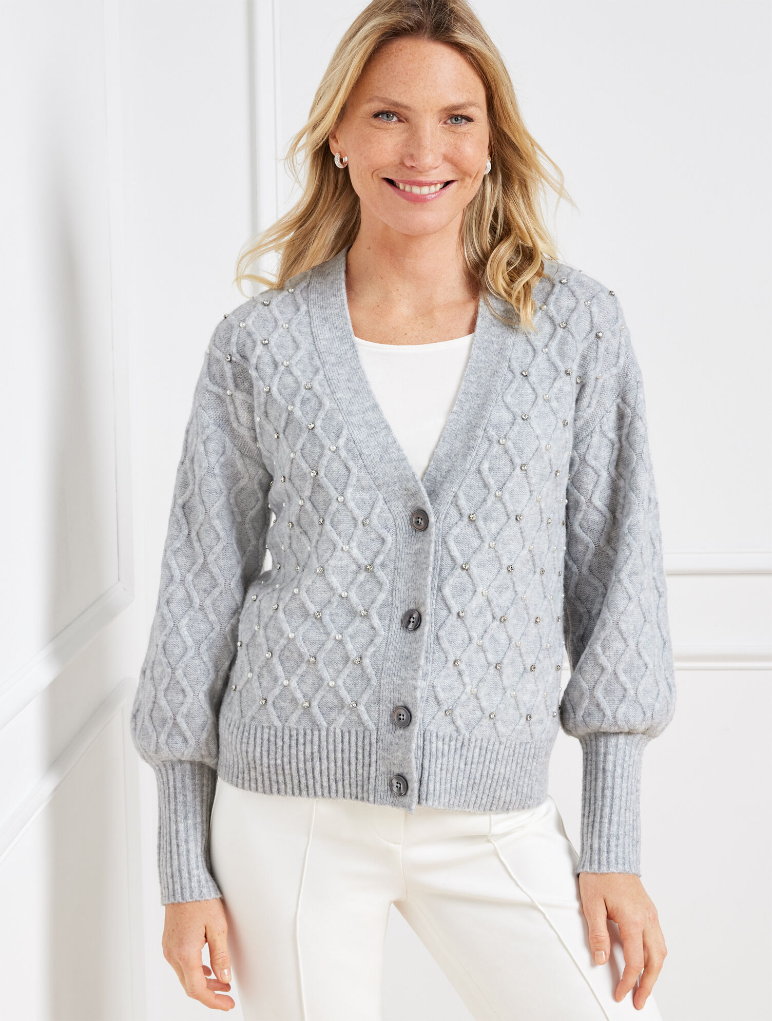 Embellished V-Neck Cardigan | Talbots