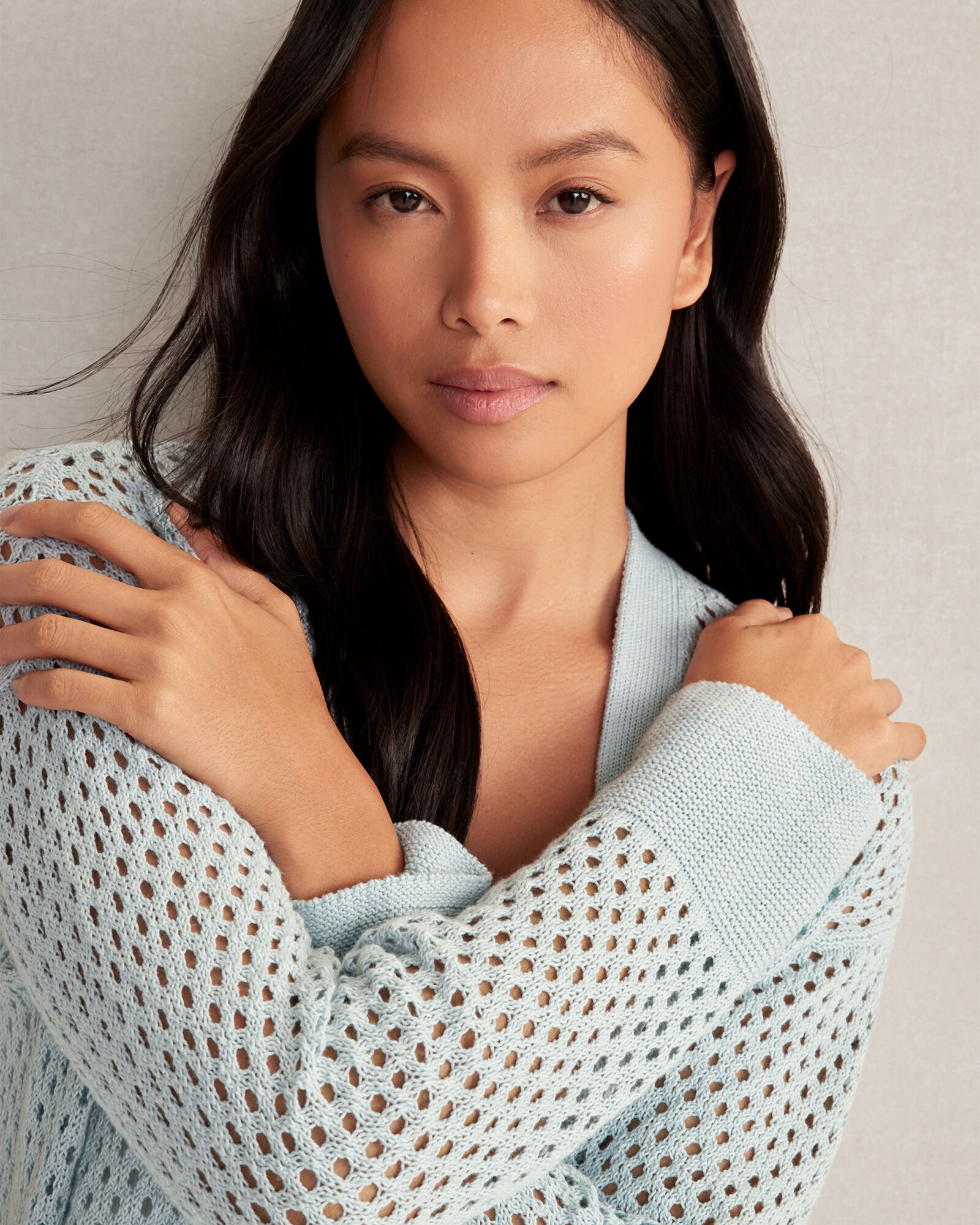 Organic Cotton Linen Open Stitch Cardigan | Talbots