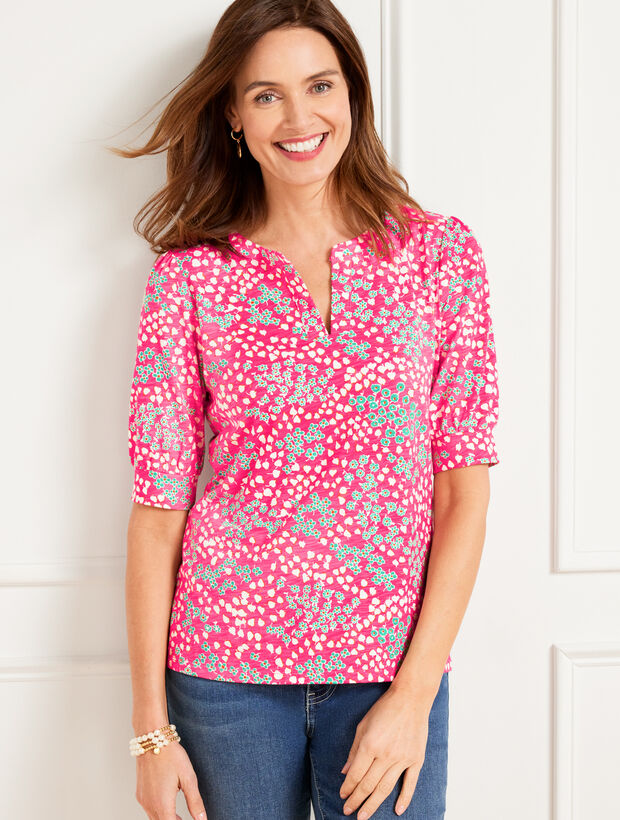 Split Neck Tee - Lovely Floral | Talbots