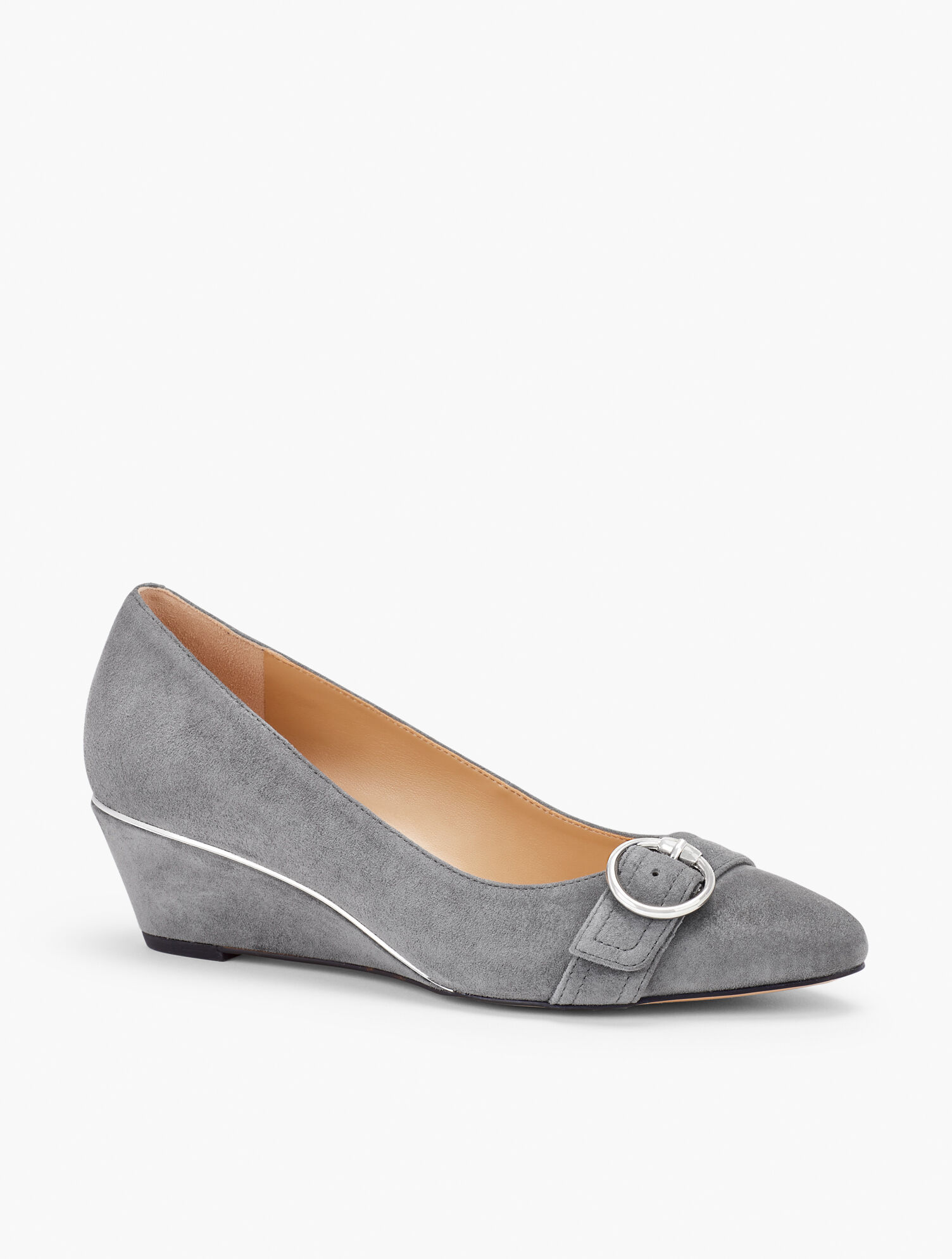 Laney Suede Buckle Wedges | Talbots