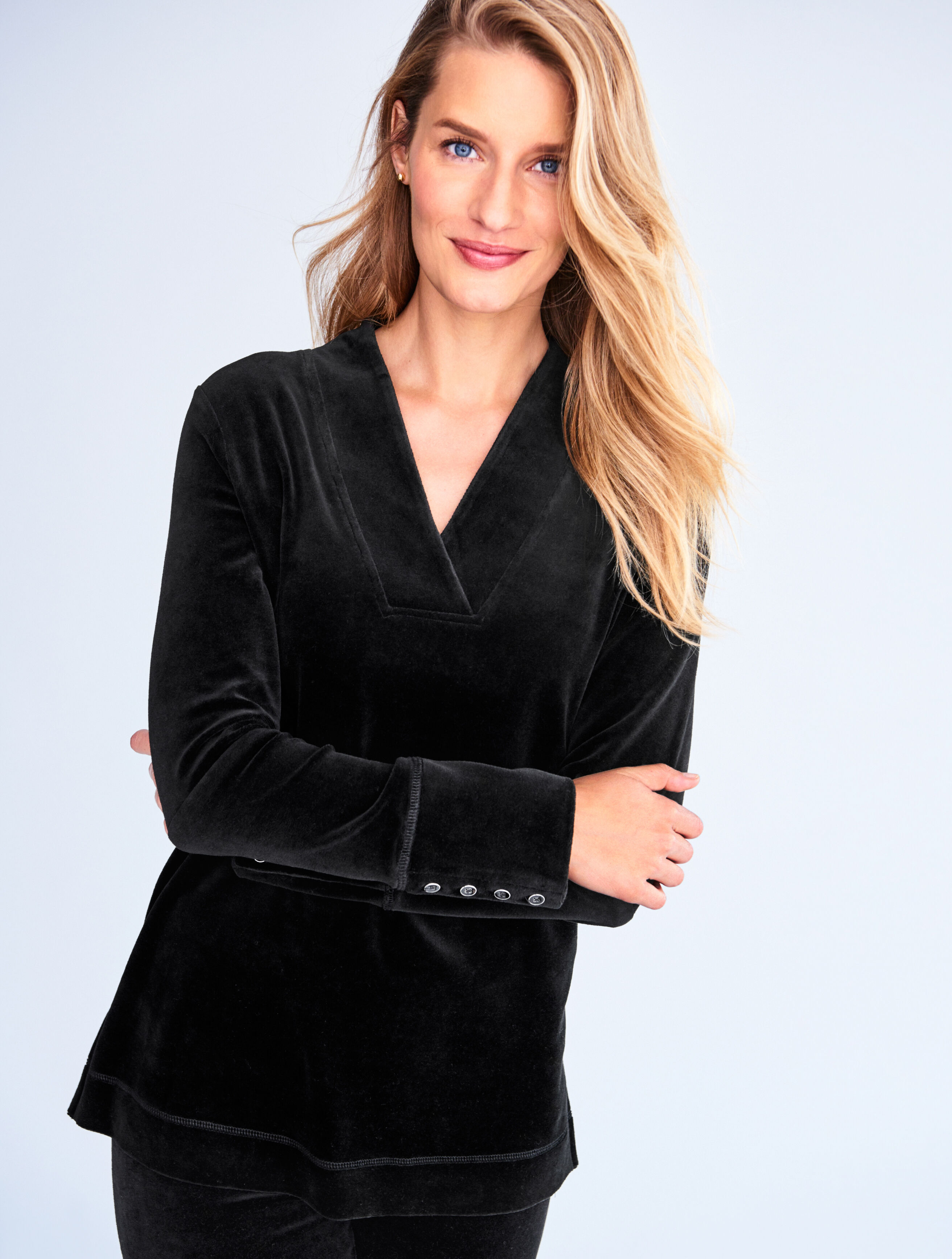 Luxe Velour V-Neck Top | Talbots