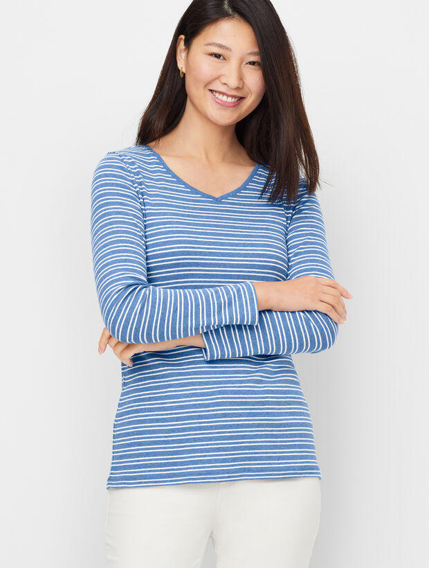 Pima V-Neck Tee - Eloise Stripe | Talbots
