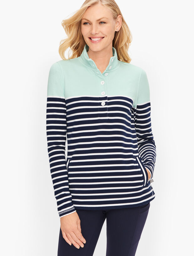 Colorblock Half Button Pullover | Talbots