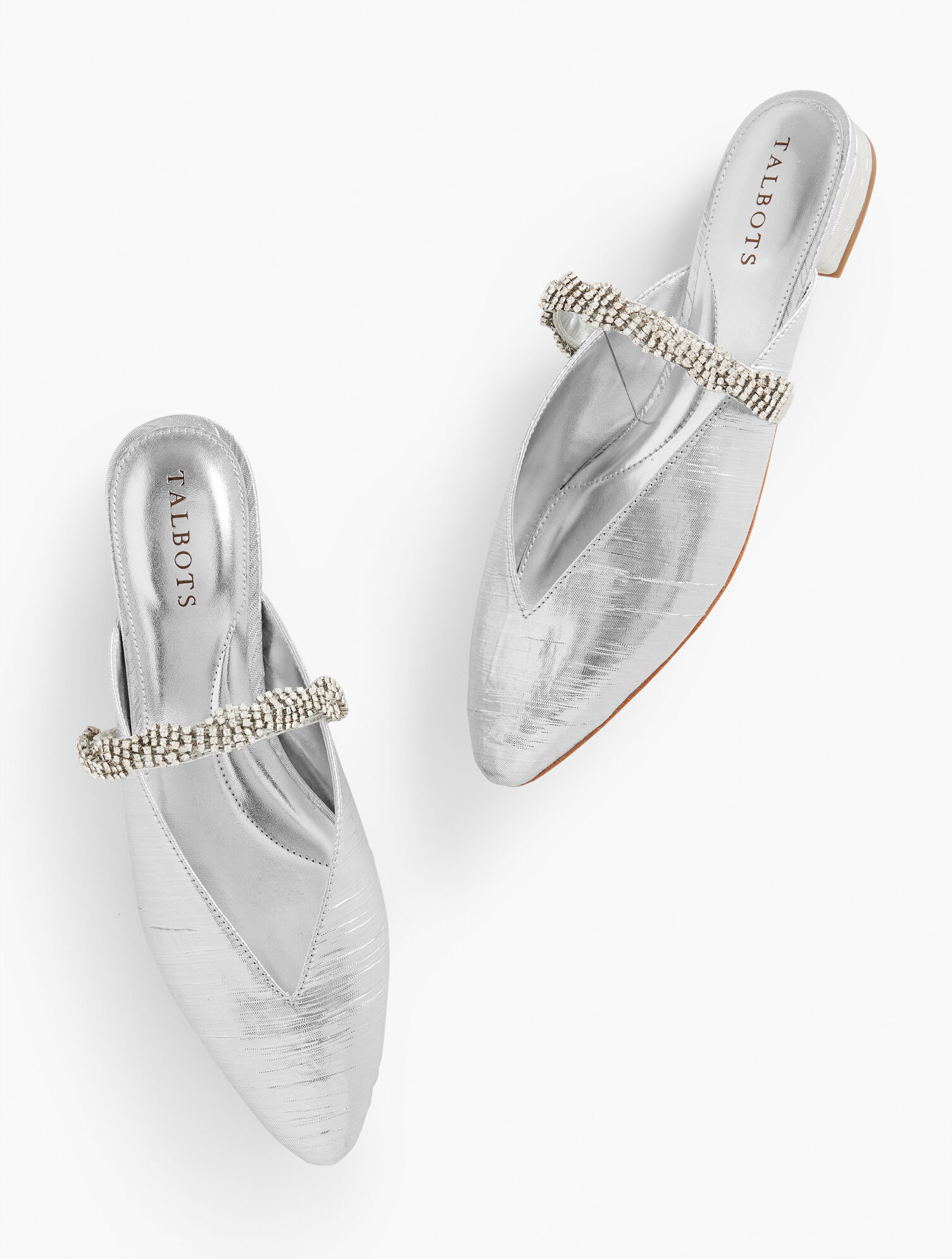 Edison Embellished Mules - Crinkle Lamé | Talbots