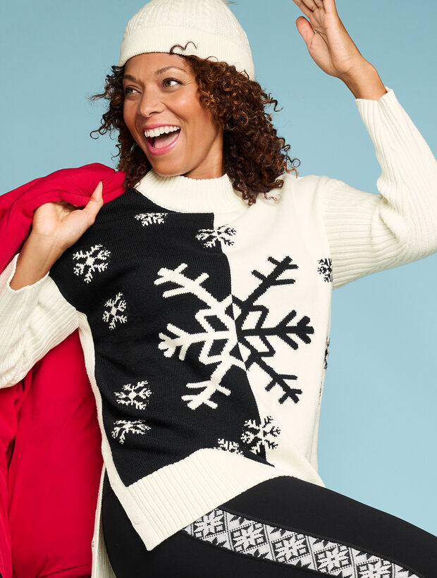 Button Detail Thermolite® Sweater - Geo Snowflake | Talbots