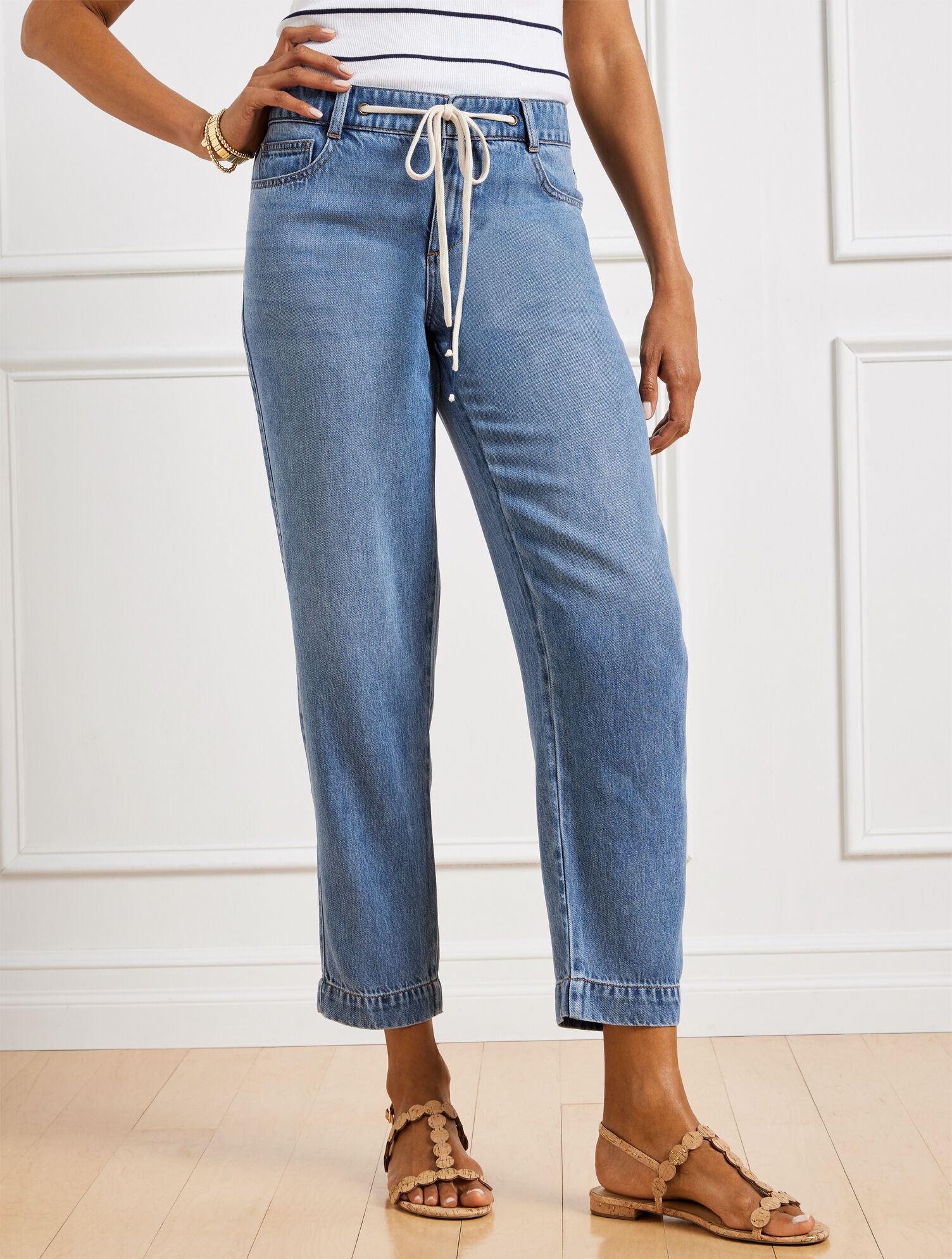 Summerweight Drawstring Ankle Jeans - Waverly Wash | Talbots