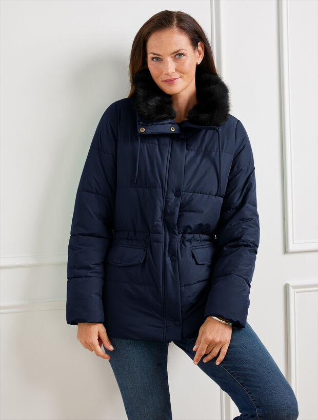 Faux Fur Collar Puffer Jacket | Talbots