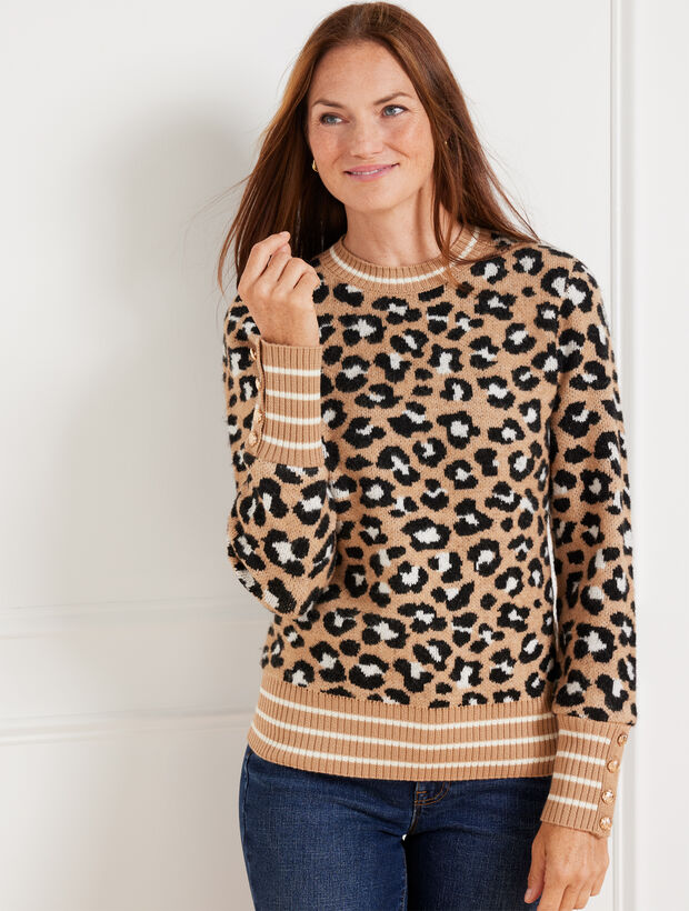 Crewneck Sweater - Tipped Leopard | Talbots