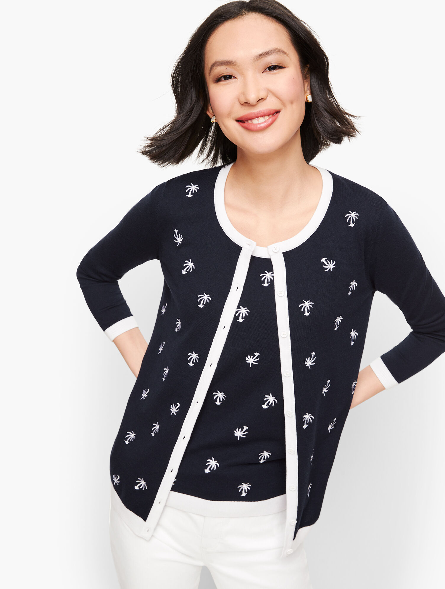 Charming Cardigan - Tossed Palm Trees | Talbots