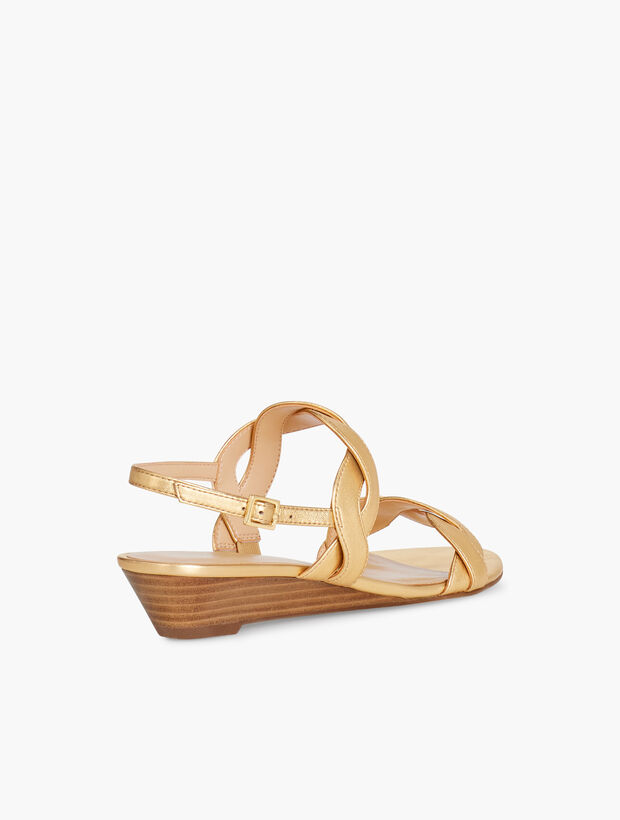 Capri Twist Mini Wedge Sandals - Metallic Leather | Talbots