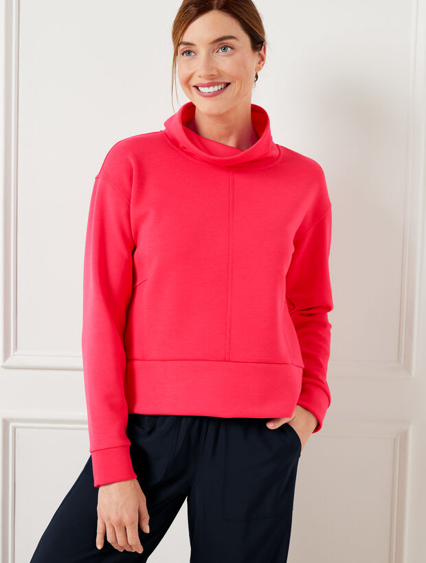AirKnit Stretch Funnel Neck Pullover - Coral Fete | Talbots