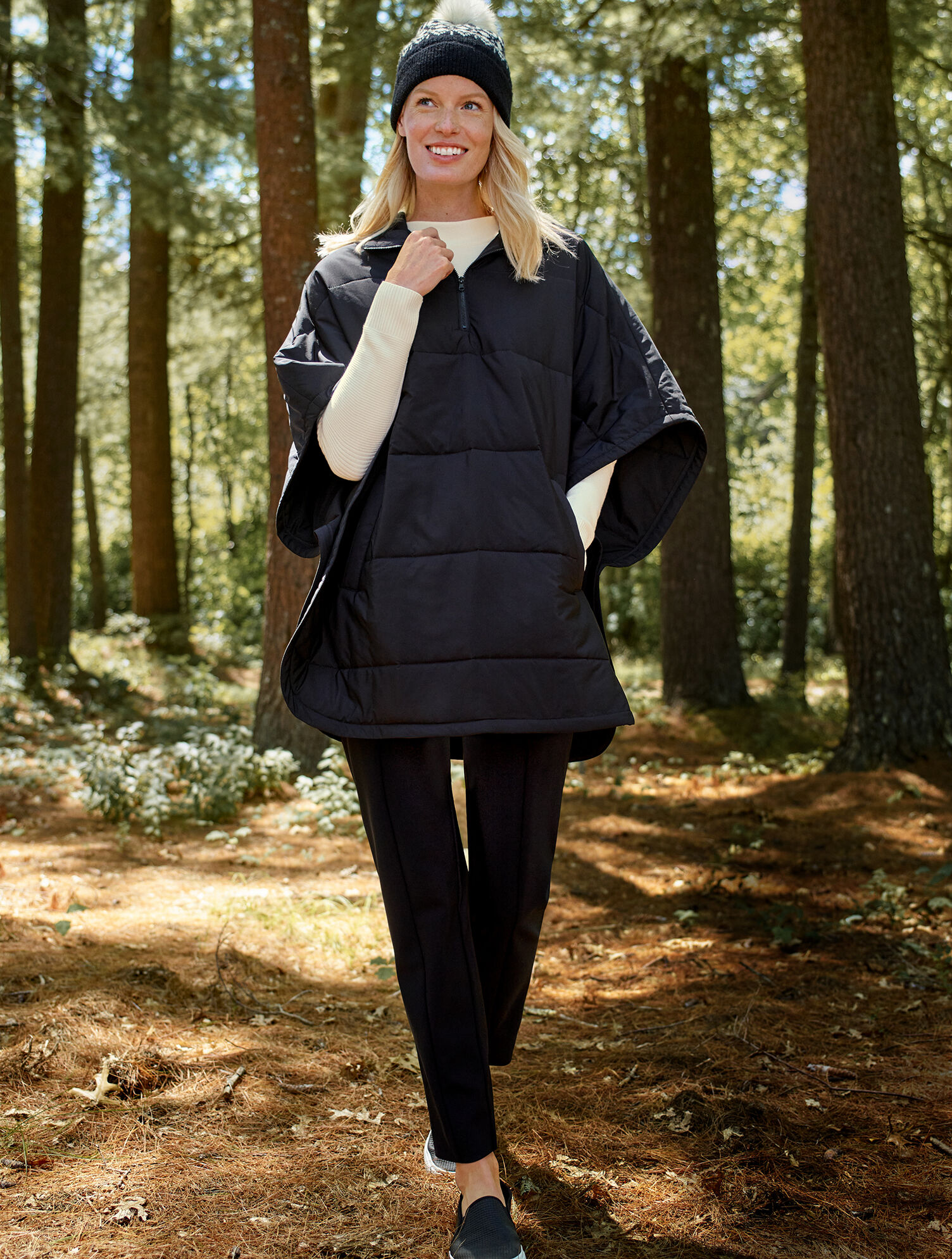 Quilted Hooded Poncho | Talbots