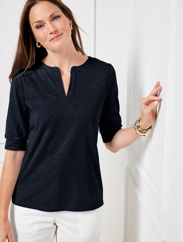Split Neck Tee | Talbots