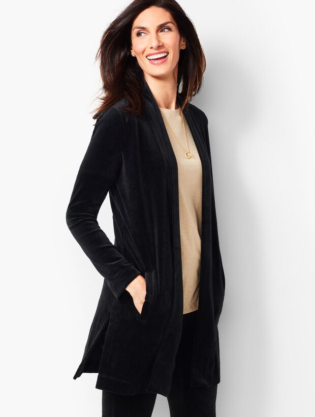 Luxe Velour Open-Front Duster | Talbots