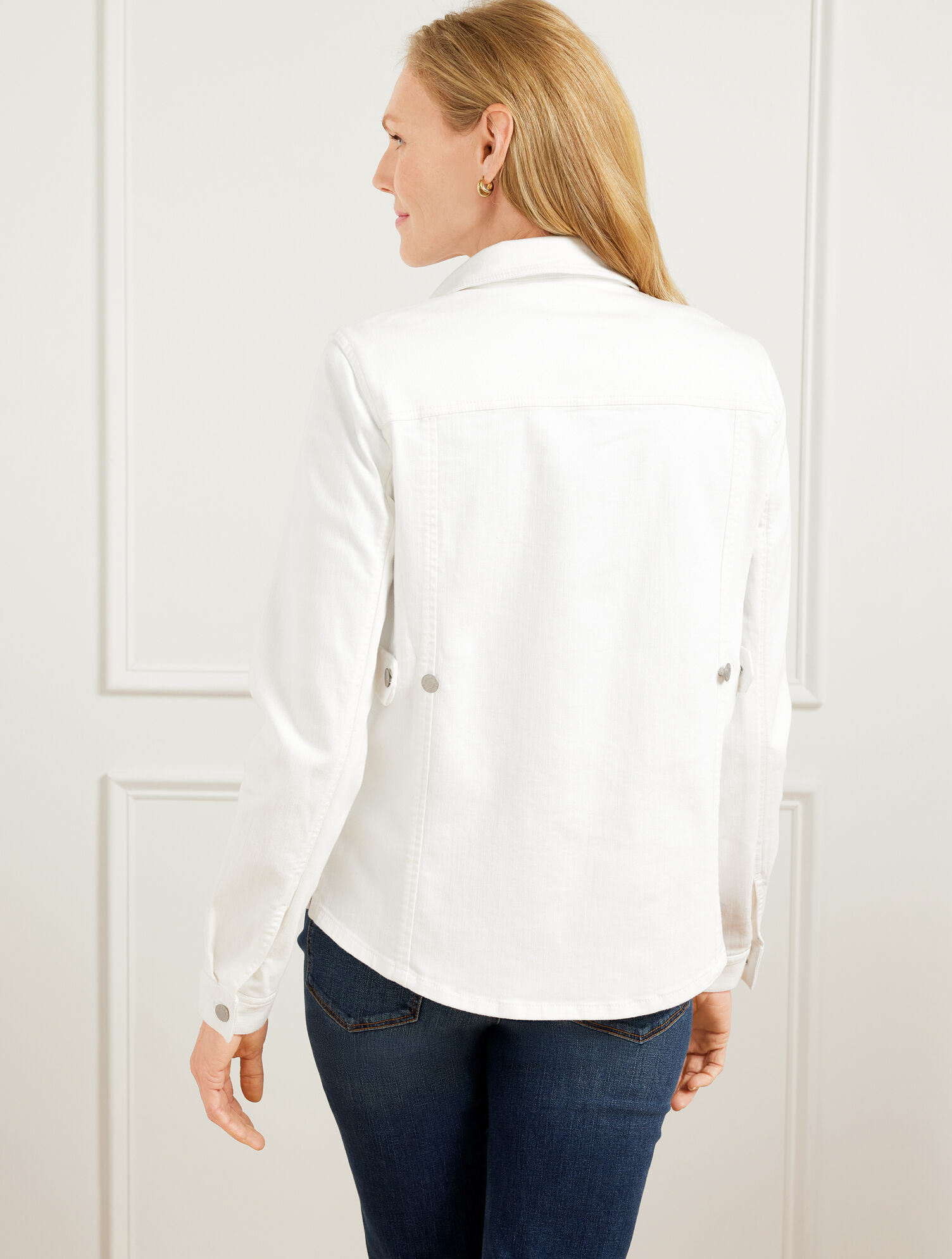 Denim Shirt Jacket - White | Talbots