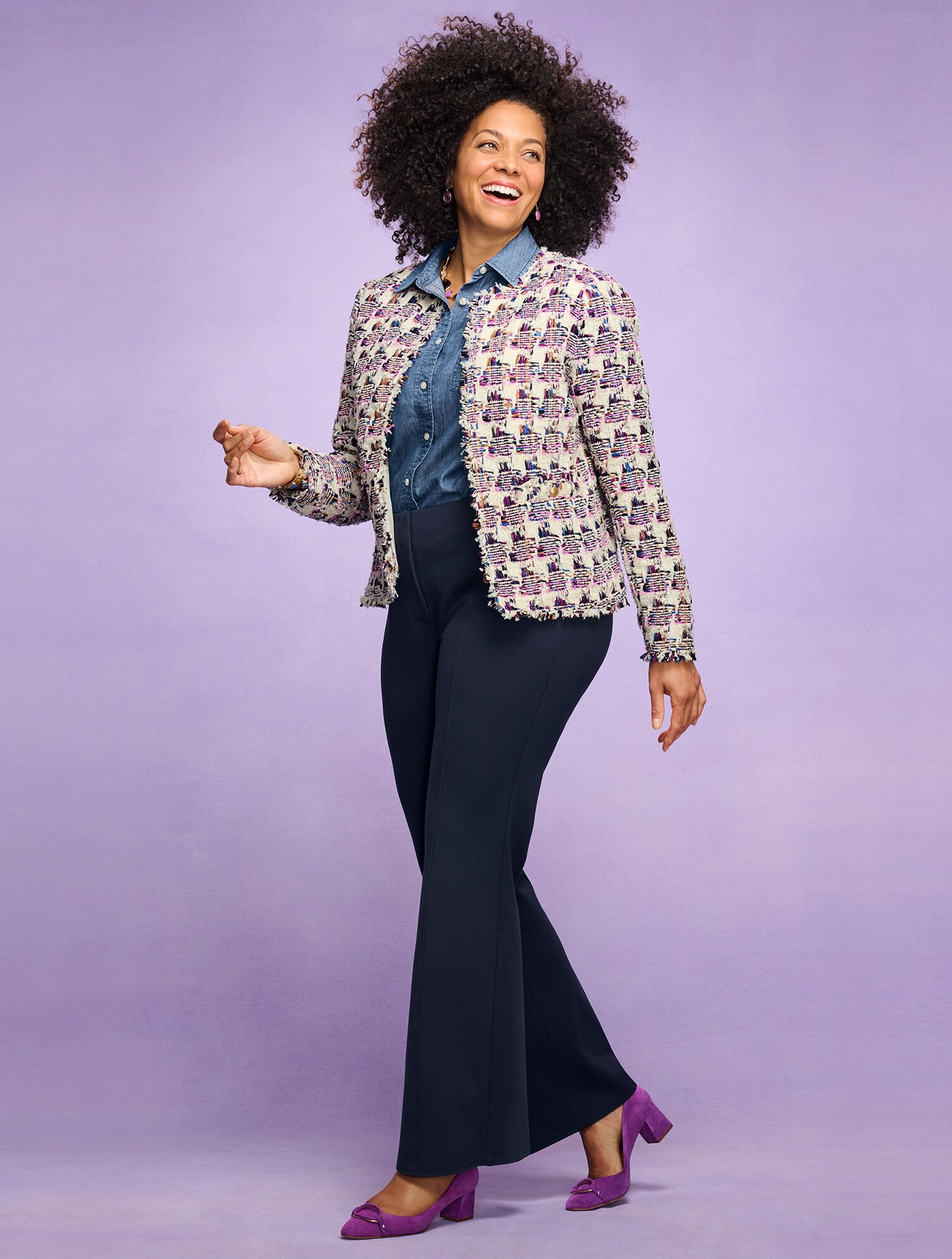 Collarless Tweed Jacket | Talbots