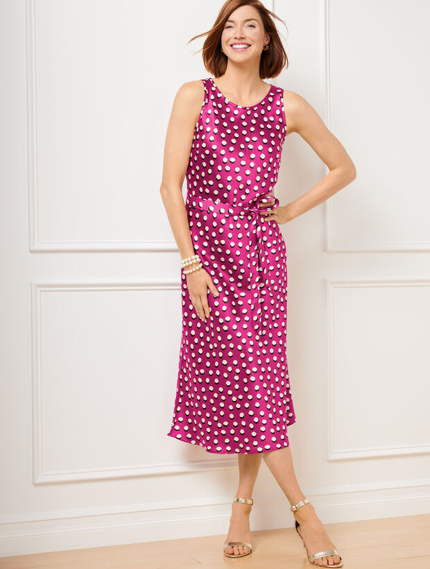 Scattered Dot Satin Dress | Talbots