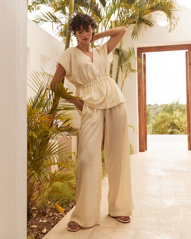 Organic Cotton Crinkle Gauze Flutter Sleeve Top | Haven Well Within