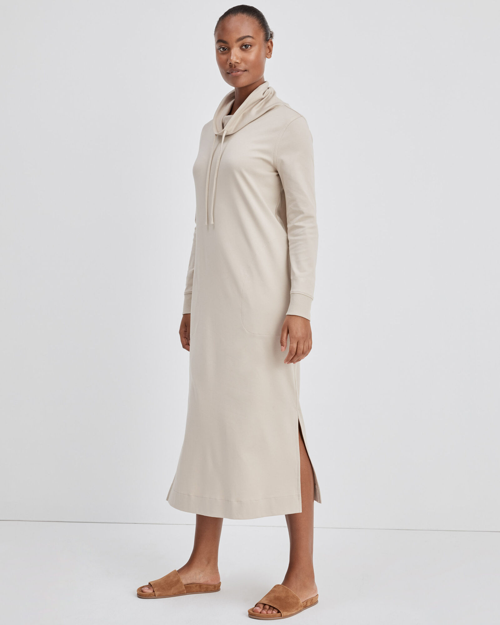 Organic Cotton Interlock Cowlneck Lounge Dress | Haven Well Within