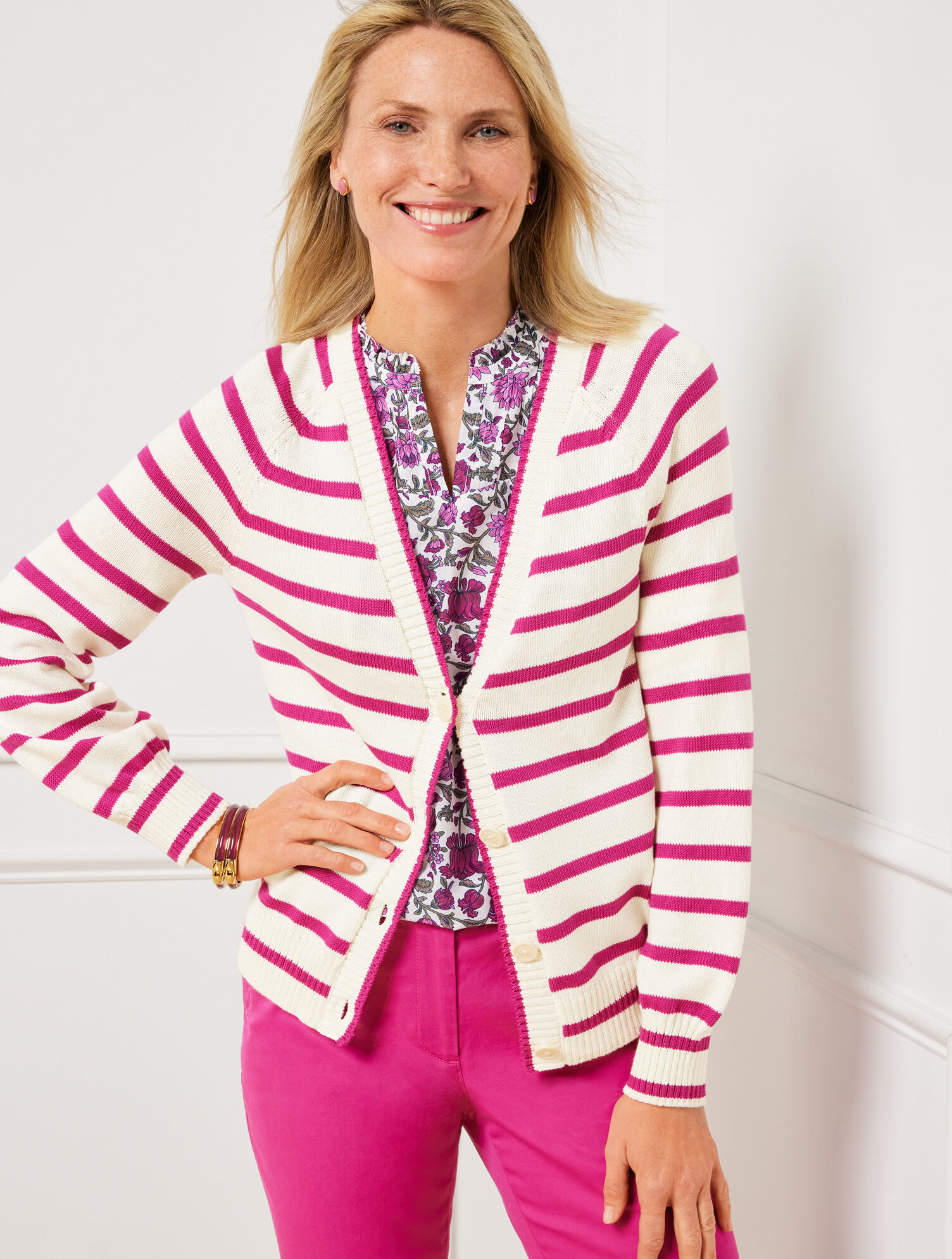 Stripe Raglan Sleeve Cardigan | Talbots