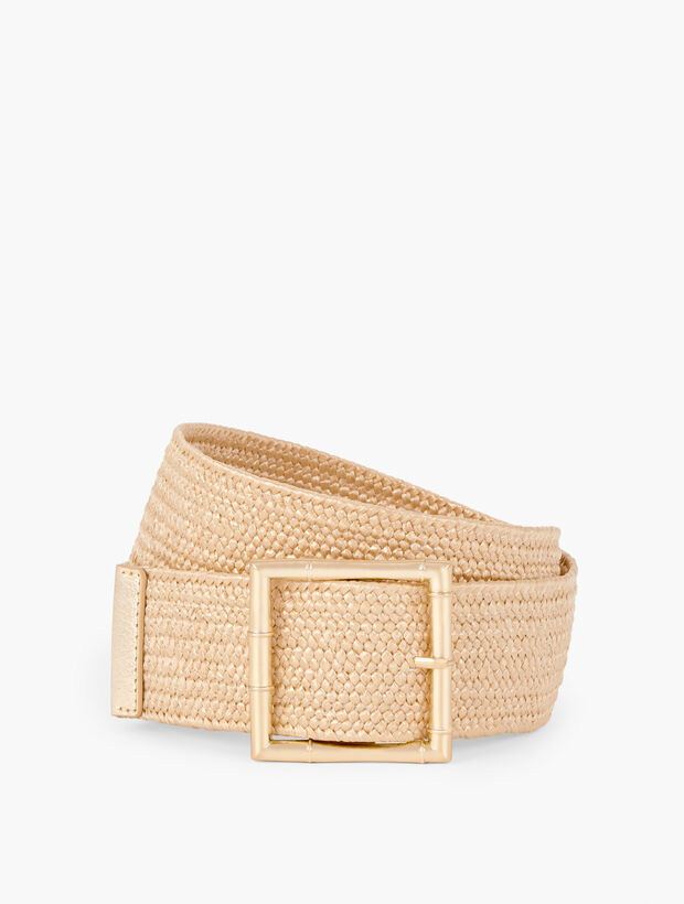 Bamboo Buckle Stretch Straw Belt - Gold | Talbots