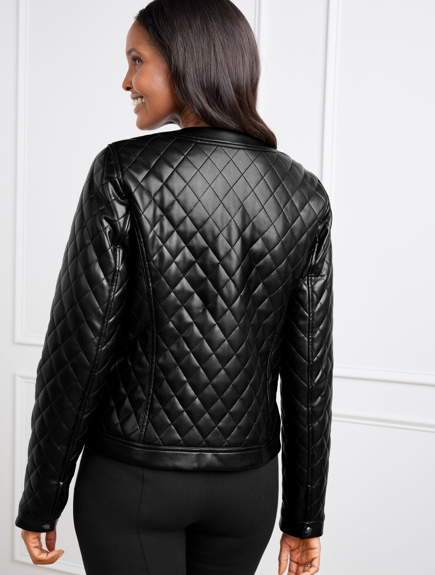 Quilted Vegan Leather Jacket | Talbots