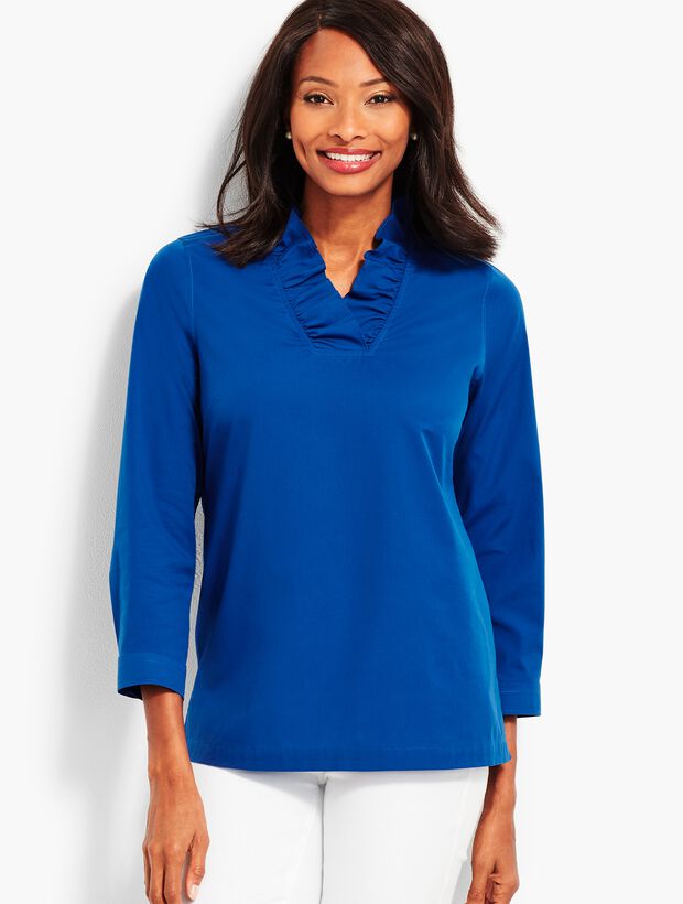 Ruffle-Neck Popover Tunic | Talbots