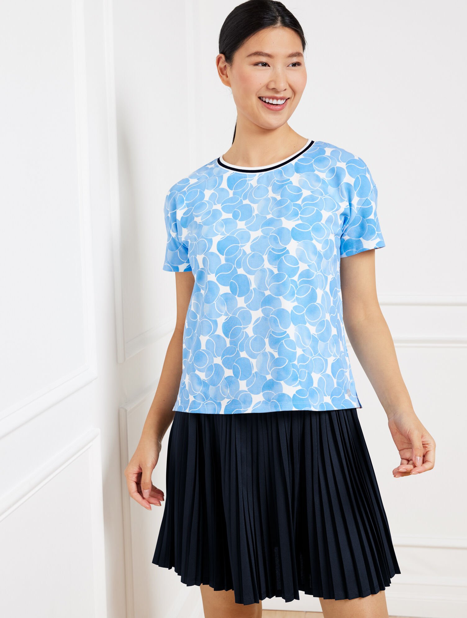Piqué Boxy Crewneck Tee - Tennis Toss | Talbots