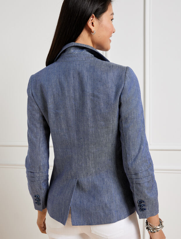 Cinched Cuff Chambray Blazer | Talbots