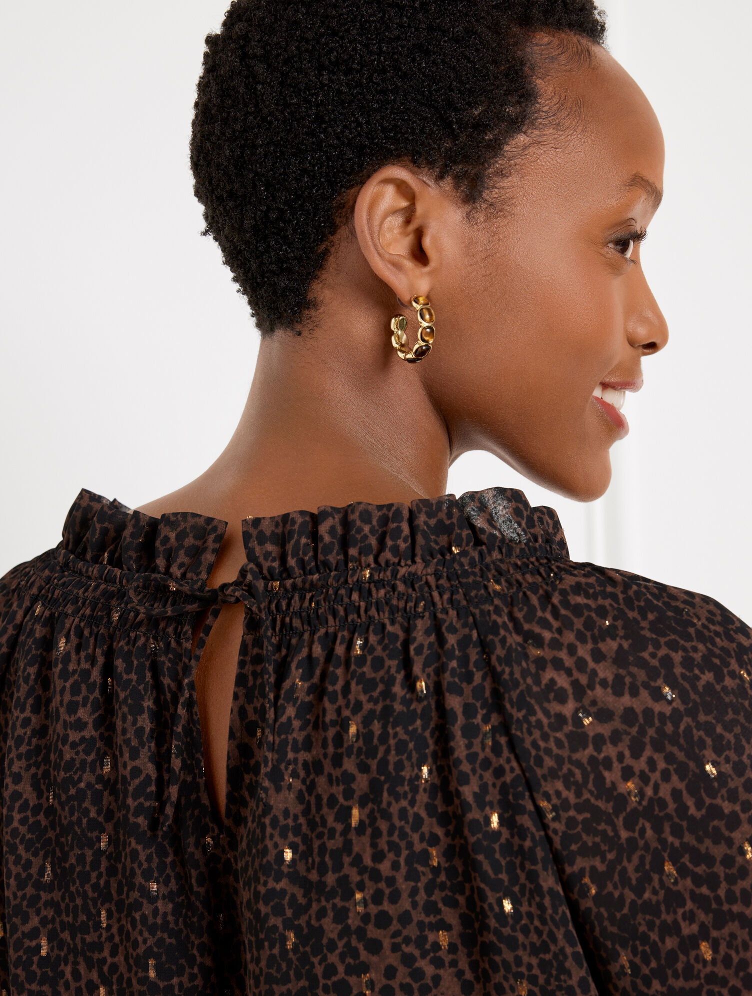 Smocked Neck Top - Leopard Dot | Talbots