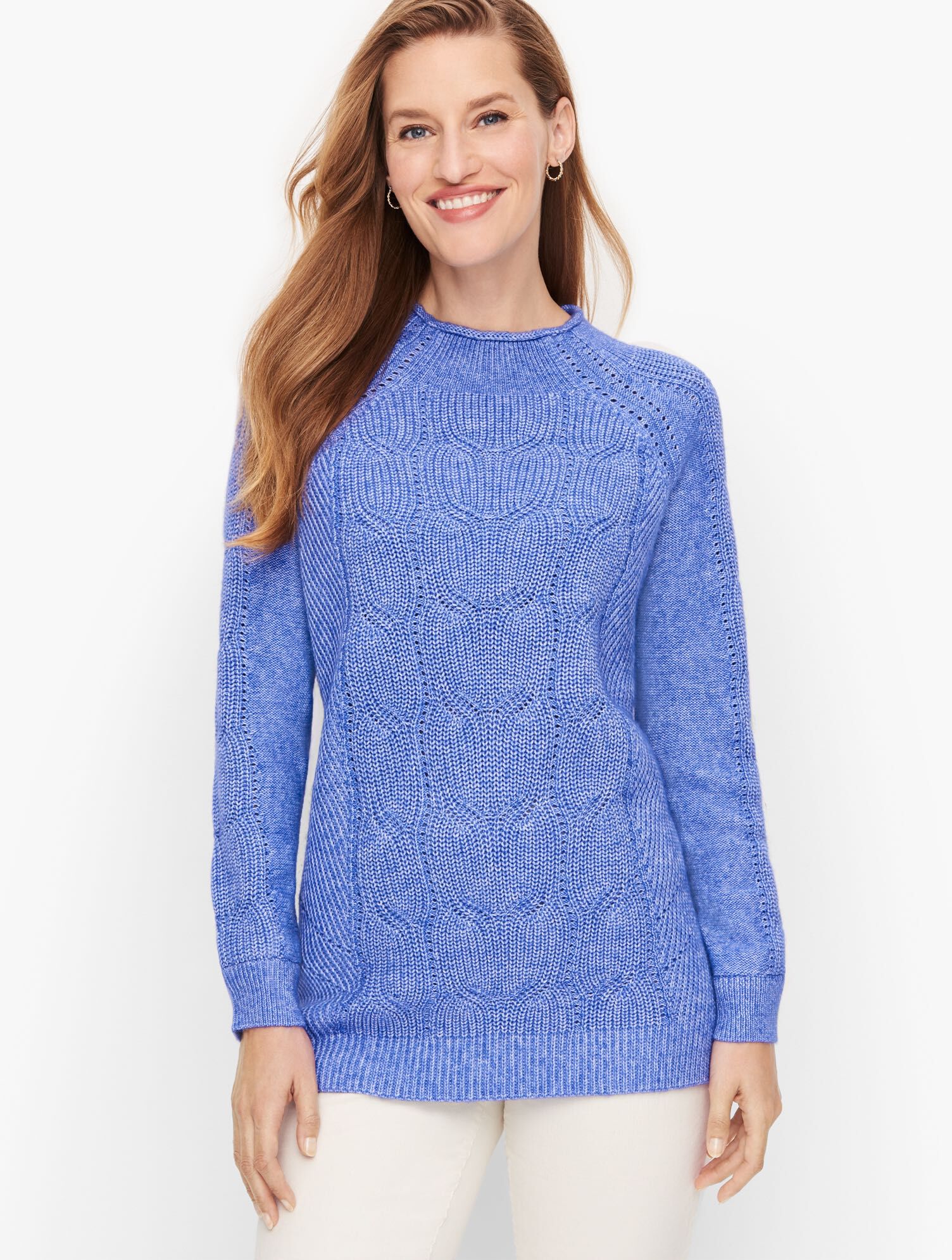 Pointelle Detail Mockneck Sweater - Solid | Talbots