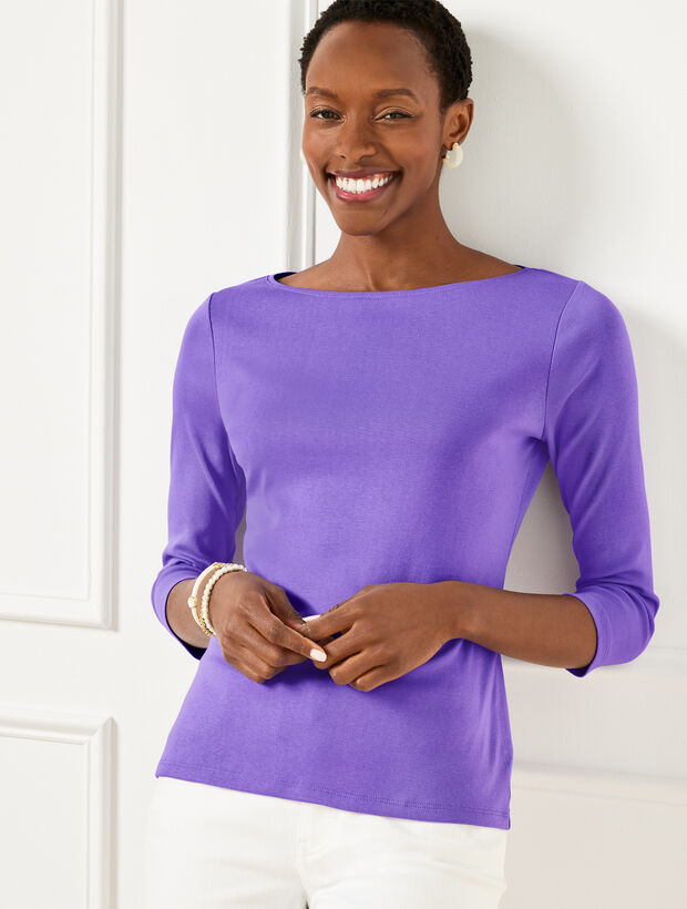 Pima Cotton Bateau Neck Tee - Solids | Talbots