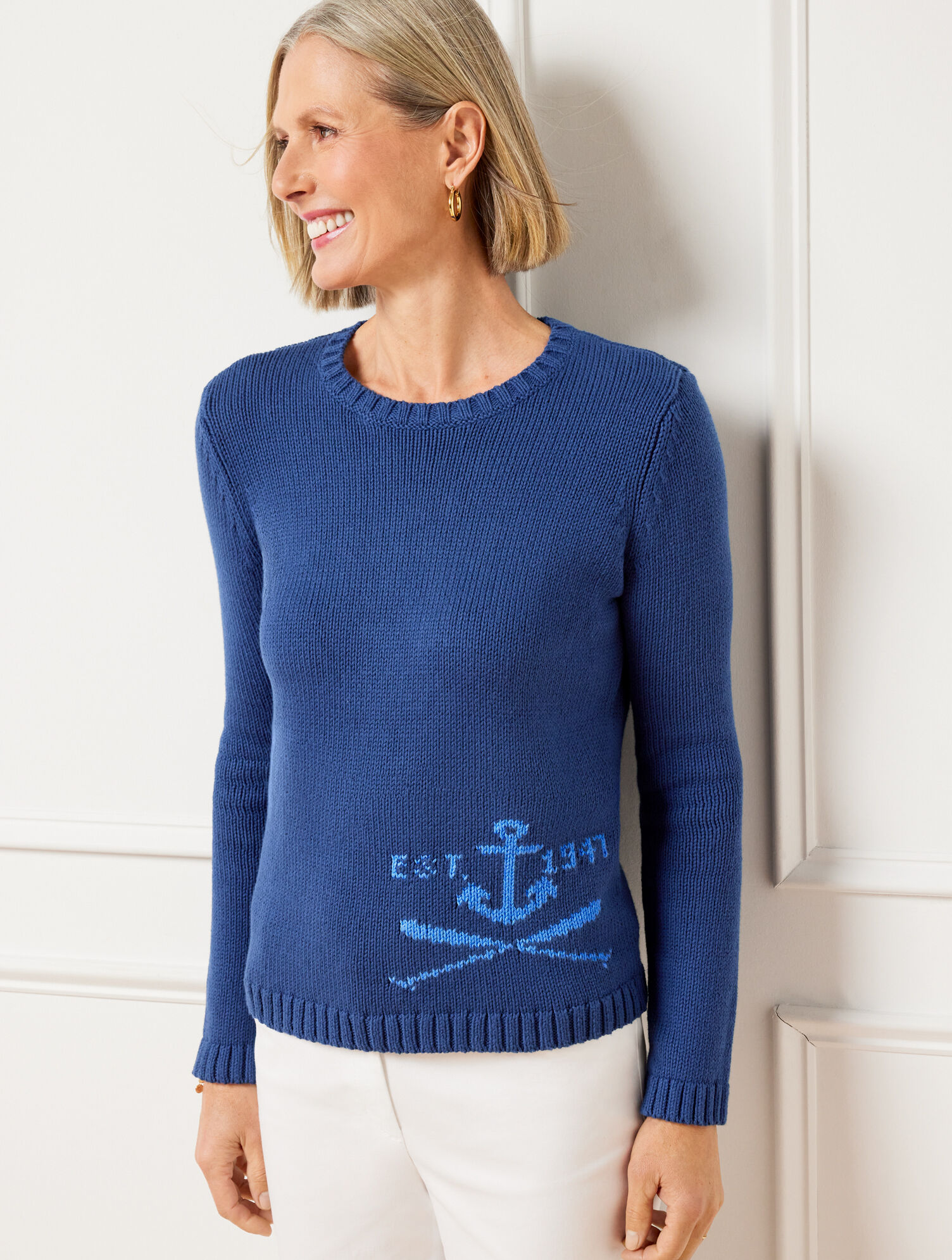 Crewneck Pullover - Anchor Crest | Talbots