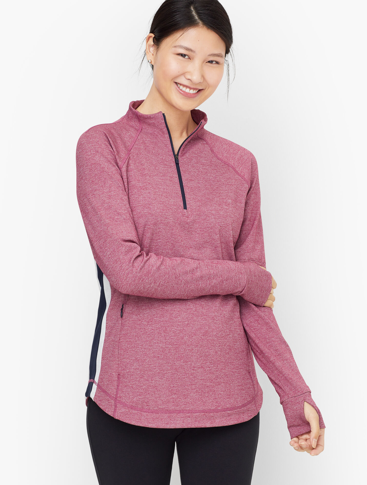 Performance Interlock Half Zip Pullover - Solid | Talbots