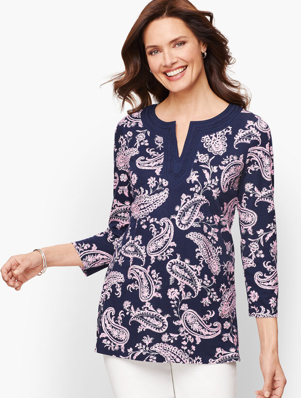Paisley Split Neck Tunic | Talbots