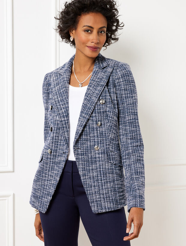 Knit Tweed Double Breasted Blazer | Talbots