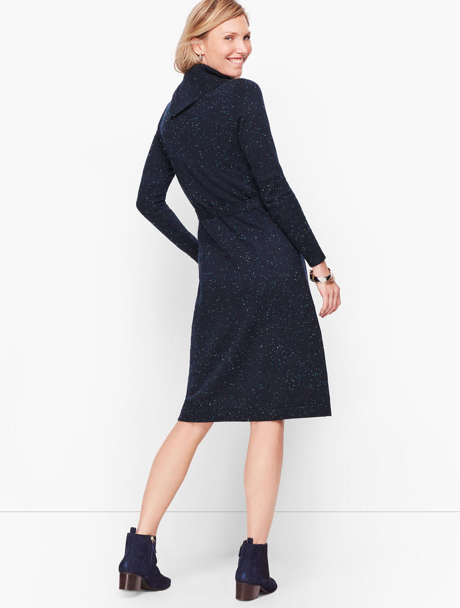 Tweed Split Neck Sweater Dress | Talbots