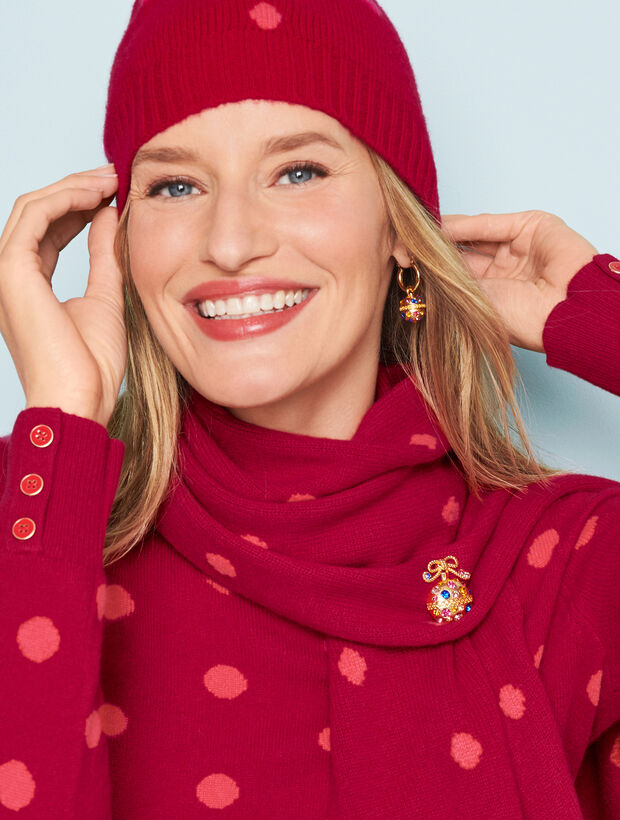 Cashmere Button Cuff Crewneck Sweater - Dot | Talbots