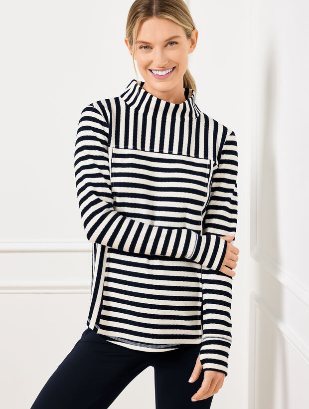 Mockneck Pullover - Textured Stripe | Talbots