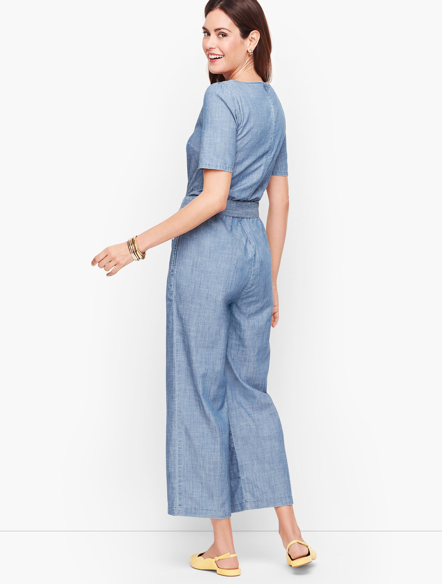 V-Neck Denim Jumpsuit | Talbots
