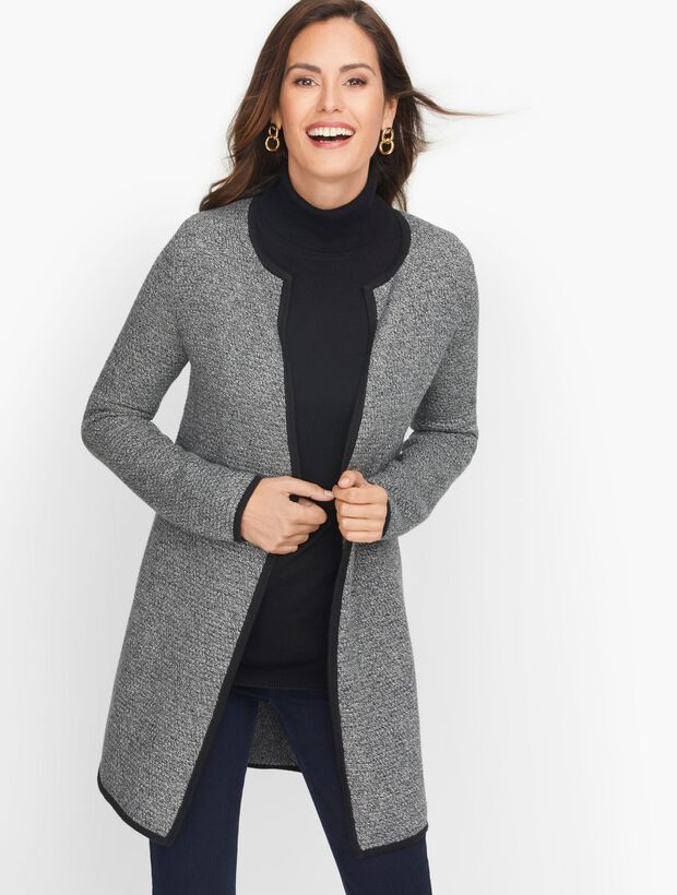 Textured Open Front Sweater Jacket - Marled | Talbots