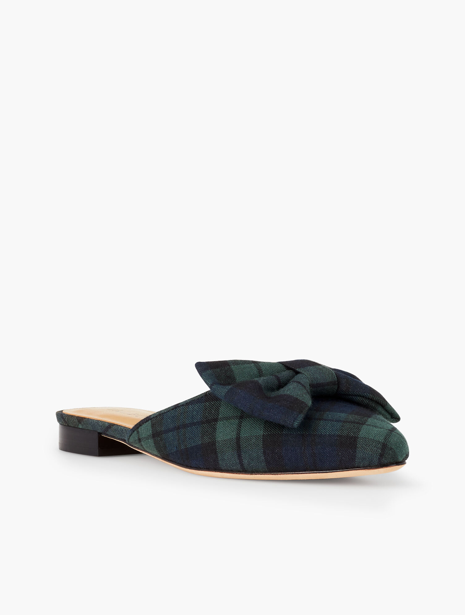 Edison Bow Mules - Black Watch Plaid | Talbots