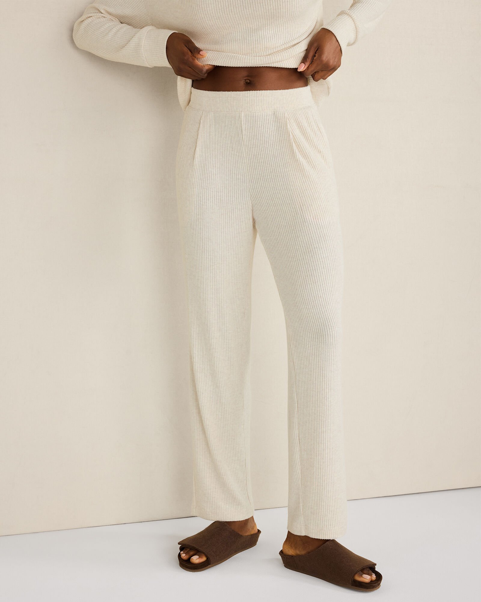 Brushed Rib Knit Tapered Pants | Haven Well Within