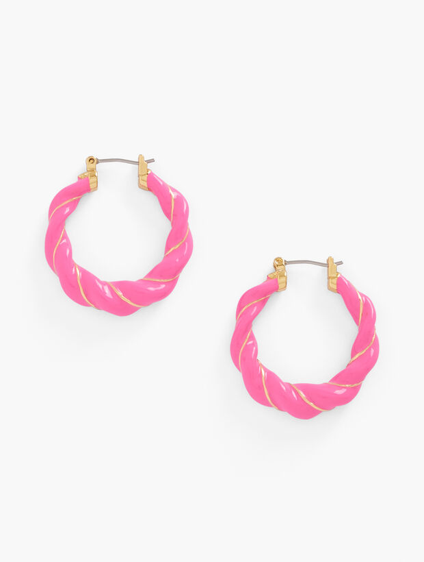 Twisted Enamel Hoop Earrings | Talbots