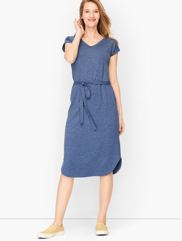 Double V-Neck Terry Dress - Solid | Talbots