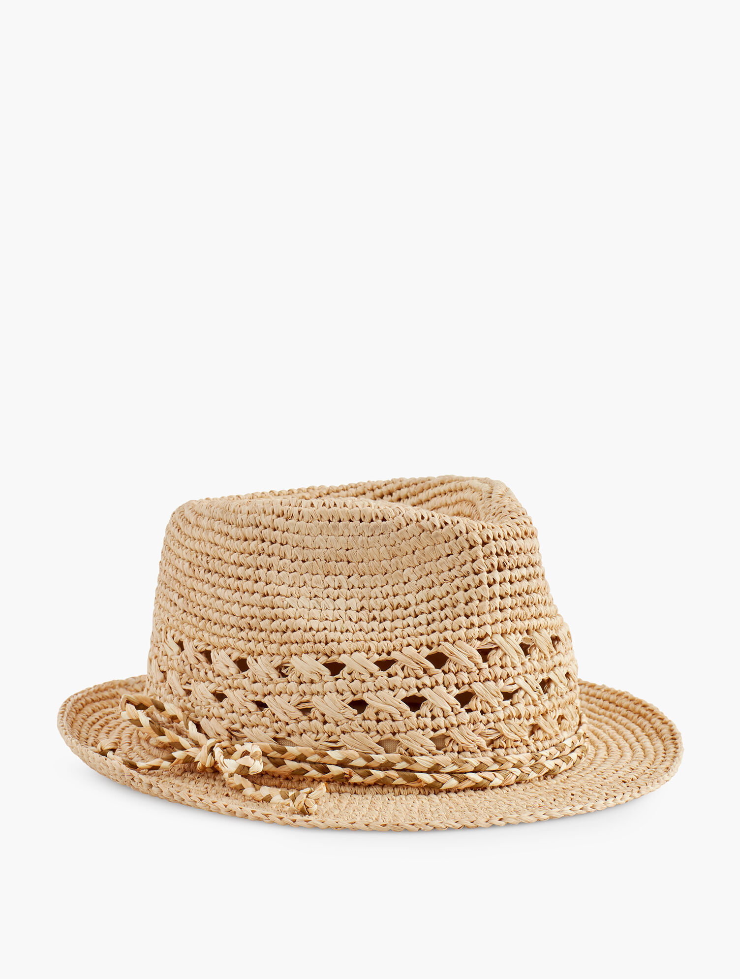 Raffia Crochet Fedora | Talbots