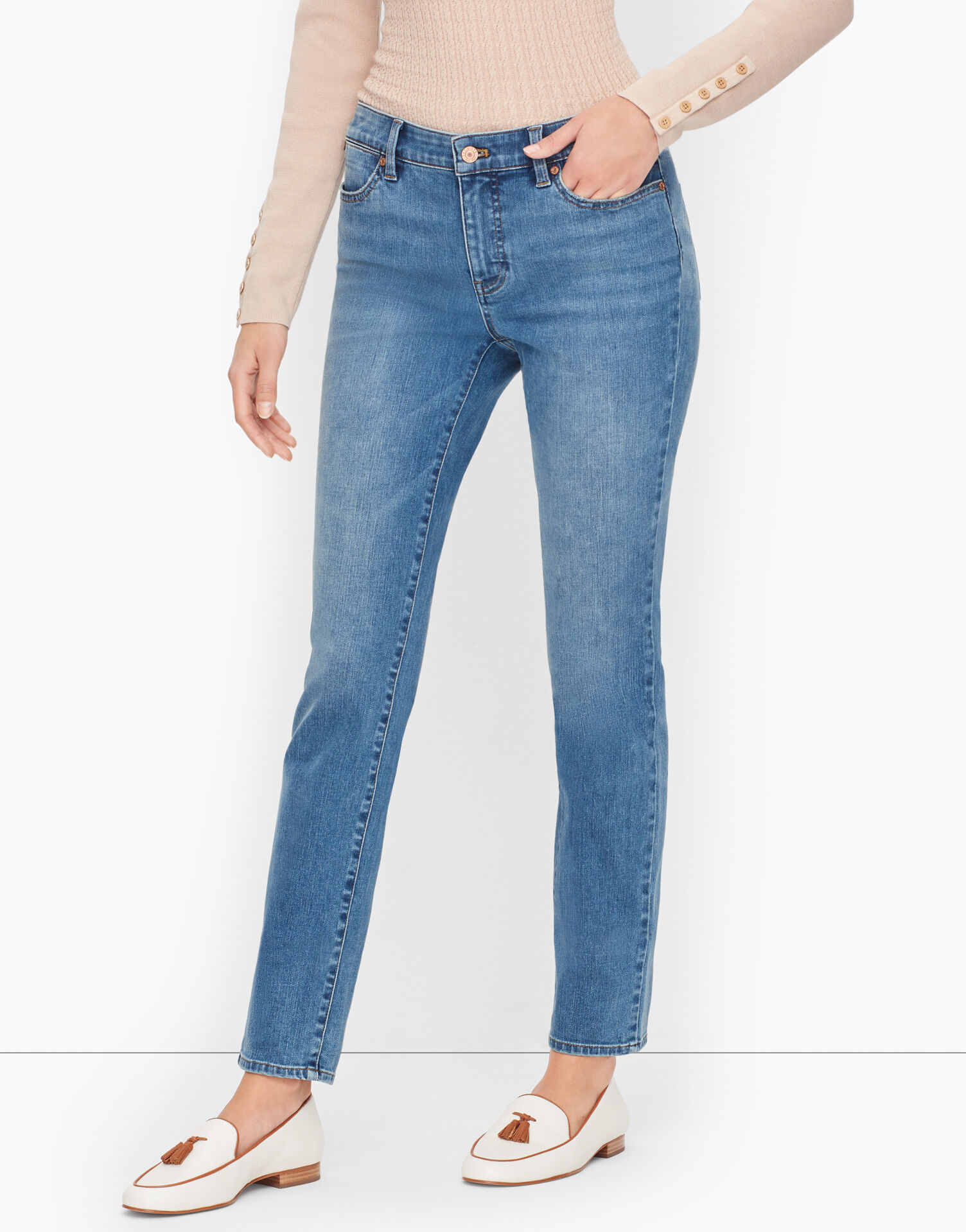 Slim Ankle Jeans - Wake Wash - Curvy Fit | Talbots