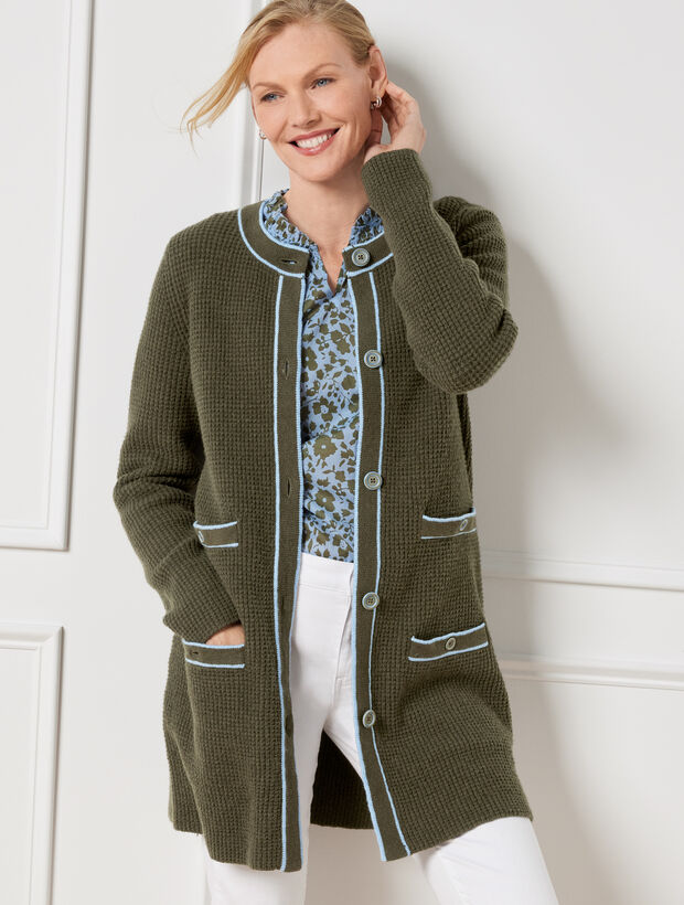 Tipped Texture Cardigan | Talbots