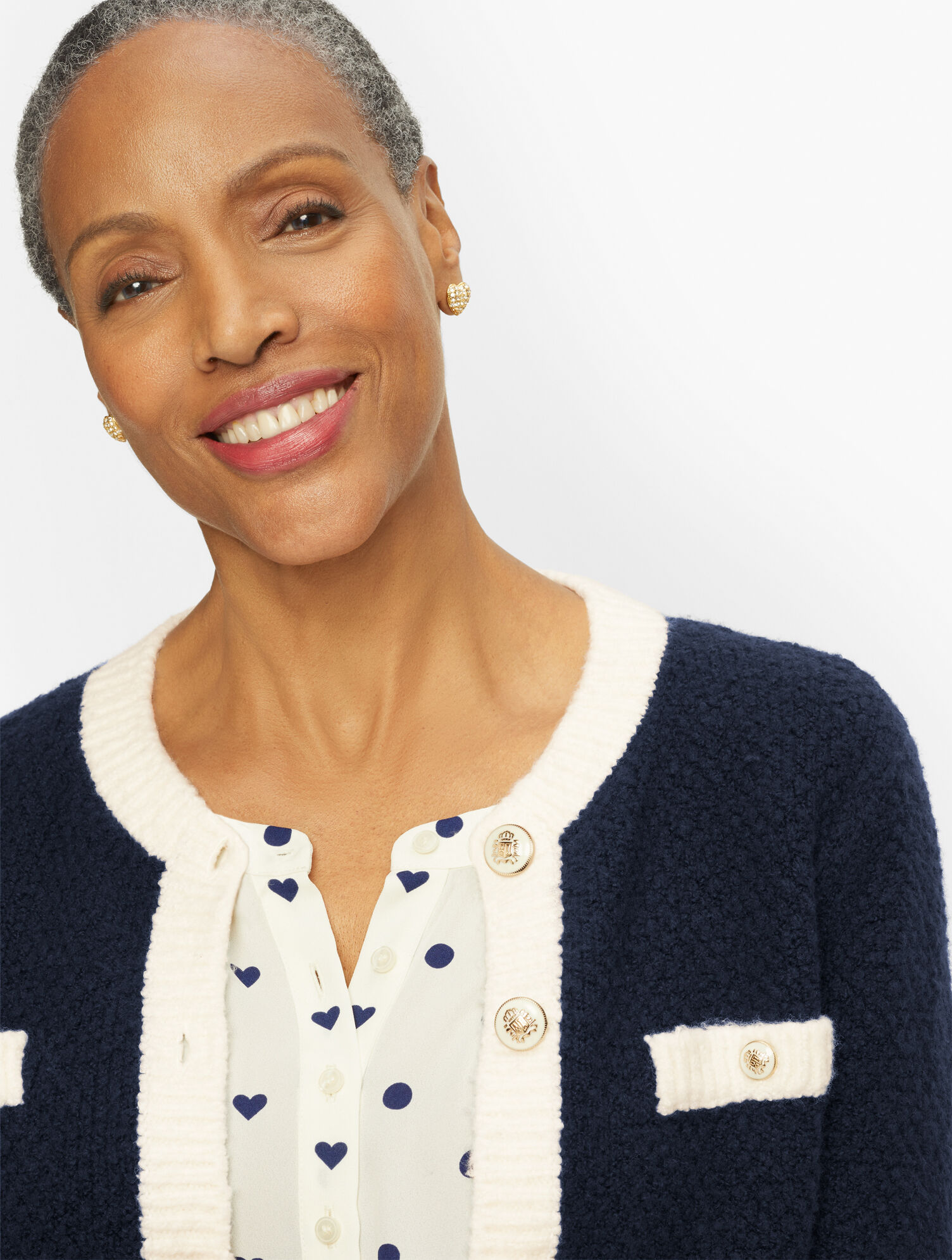 Bouclé Tipped Cardigan | Talbots
